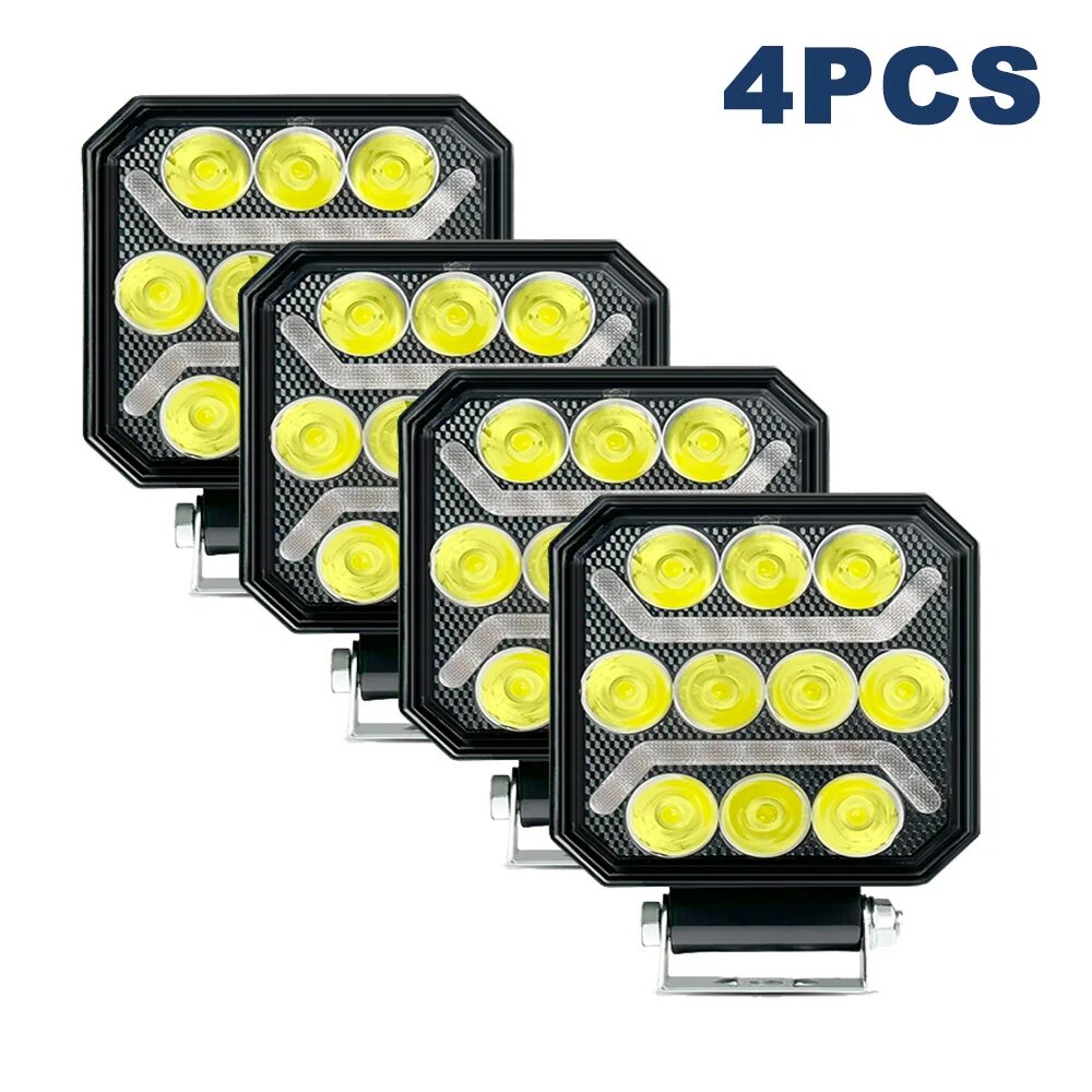 Квадратные фары, светодиодные сверхмощные тракторы, сельскохозяйственный рабочий фонарь, 4PCS