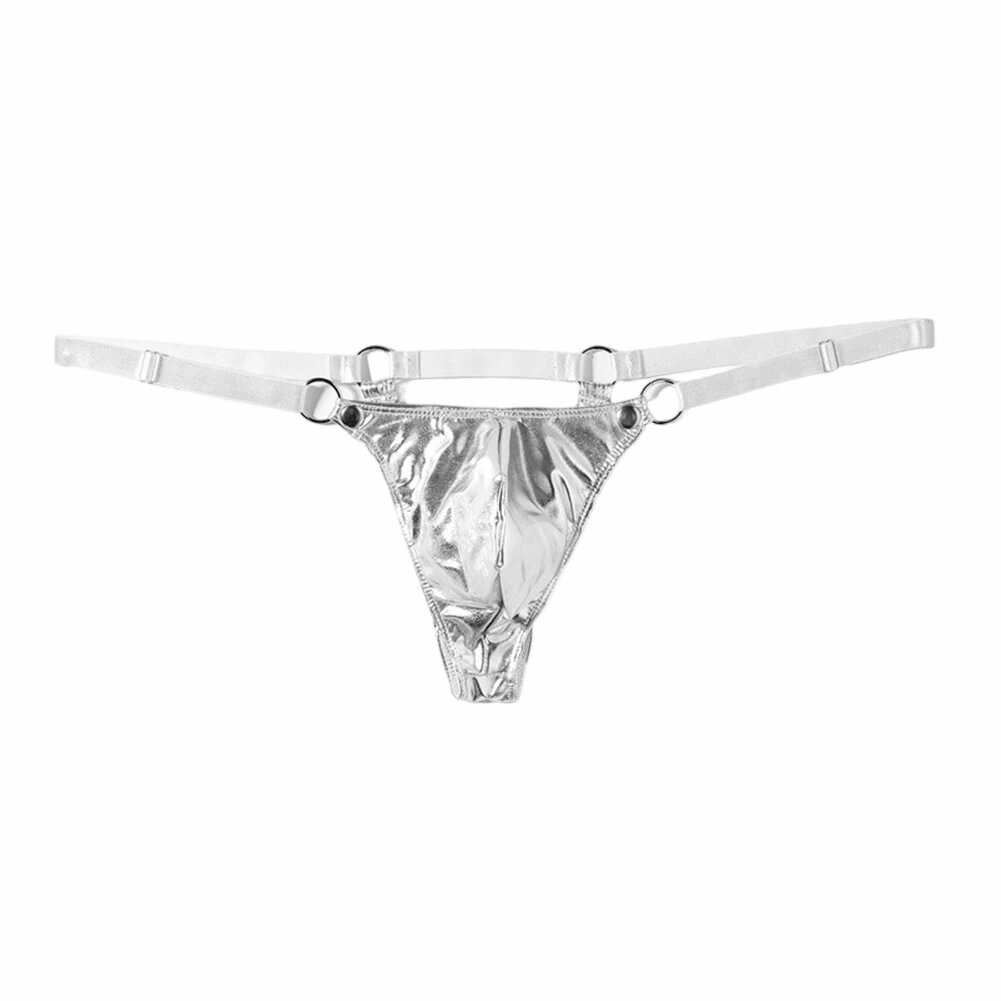 1 шт, мужские стринги из лакированной кожи, сексуальные стринги с v-образным вырезом и низким White