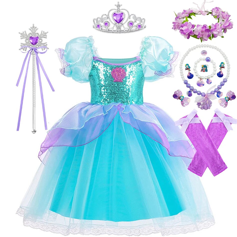 Детское платье Русалочка Ариэль оllobebe 7-8Y Tag-140, Сиреневый, Sets 07