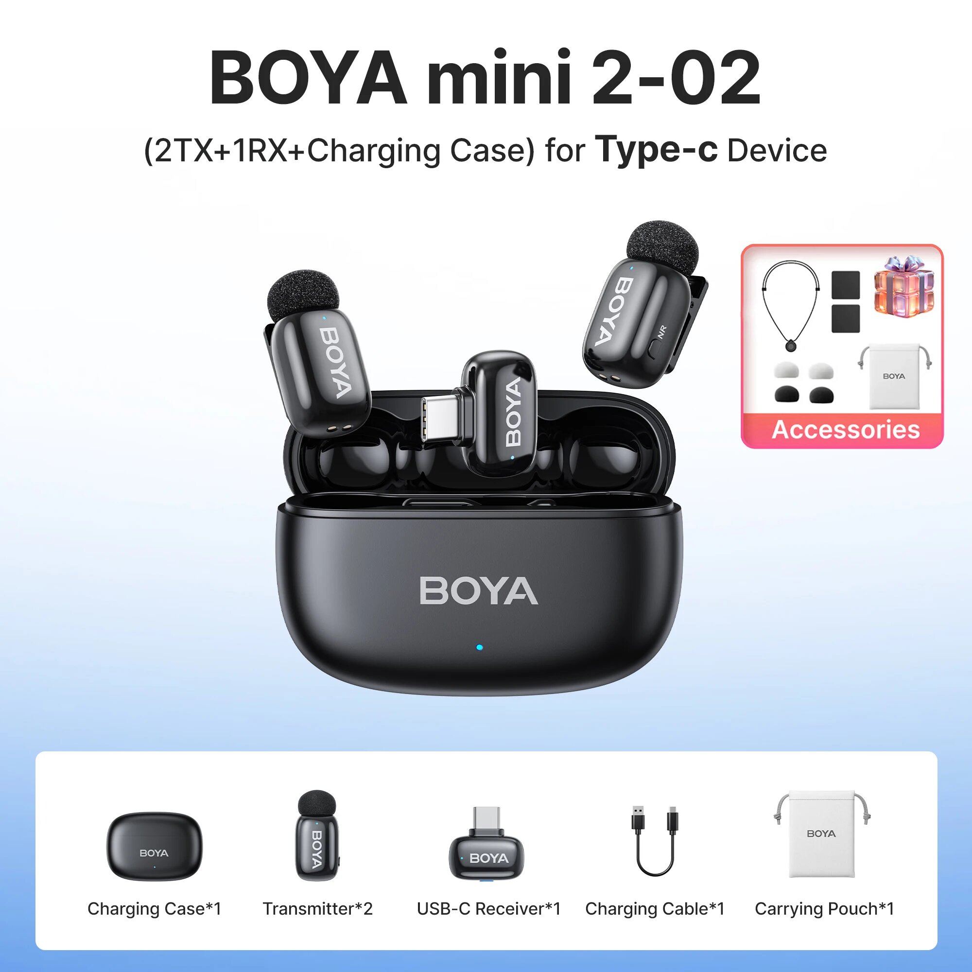 BOYA Mini 2 беспроводной микрофон mini 2-02-Gift
