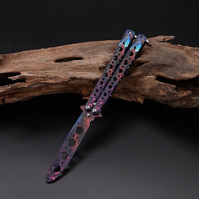 Популярный портативный складной нож-бабочка, тренировочный нож CSGO Bali, карманный тренировочный нож из нержавеющей стали, инструмент для тренировок по играм на открытом воздухе.