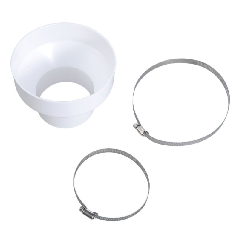 Адаптеры для вытяжных шлангов диаметром от 150 до 100 мм Включают в себя 2 металлических зажима для систем вентиляции и круглых соединений труб