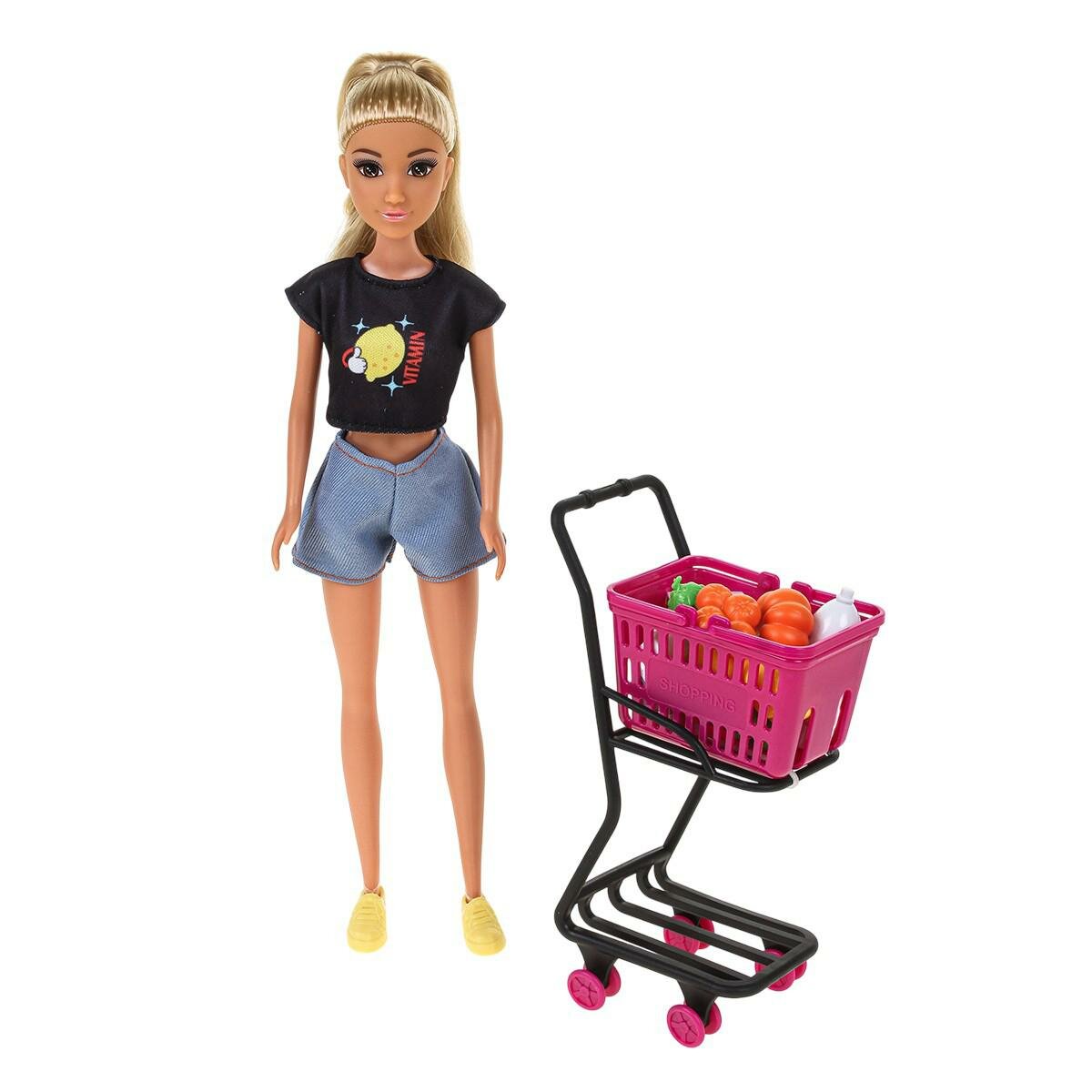 Кукла модельная с аксессуарами "Anily Collection", с тележкой и продуктами, для девочек от 3 лет, арт. 616982