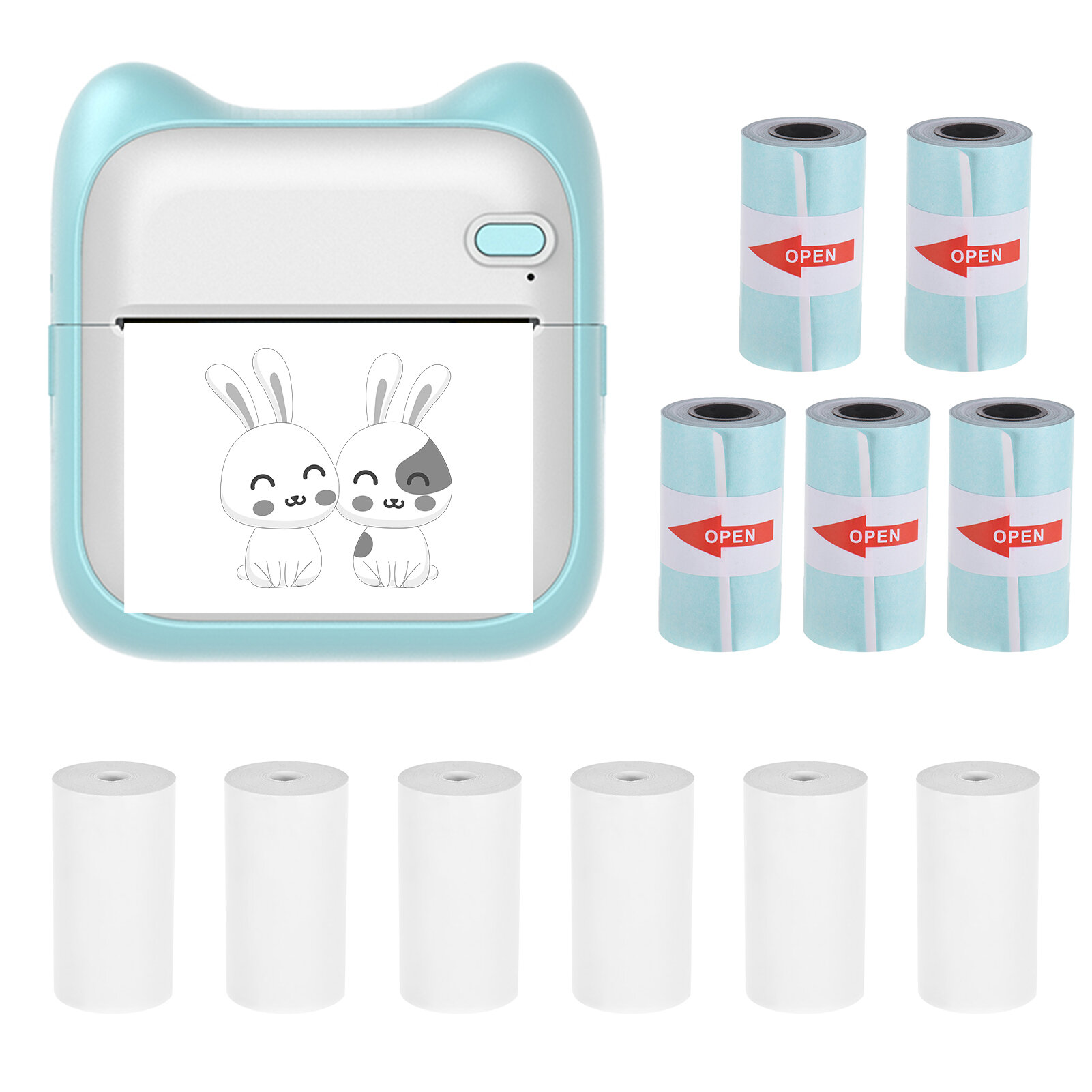 Мини карманный фото принтер портативная термальная печатающая машина 203dpi беспроводное BT соединение для фотографии этикетка DIY ручная работа список meno заметки журнал квитанция бумага моментальный принтер стикер с 5 рулонами, 57x25mm, Blue, Pink,