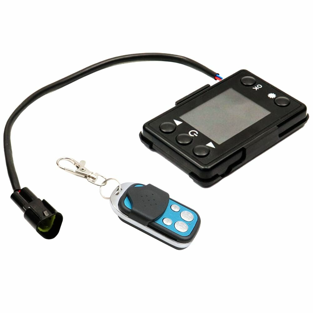 Дизельный предпусковой подогреватель воздуха 12/24V с ЖК‑дисплеем, пультом и таймером — универсальная панель 99×64×16 мм