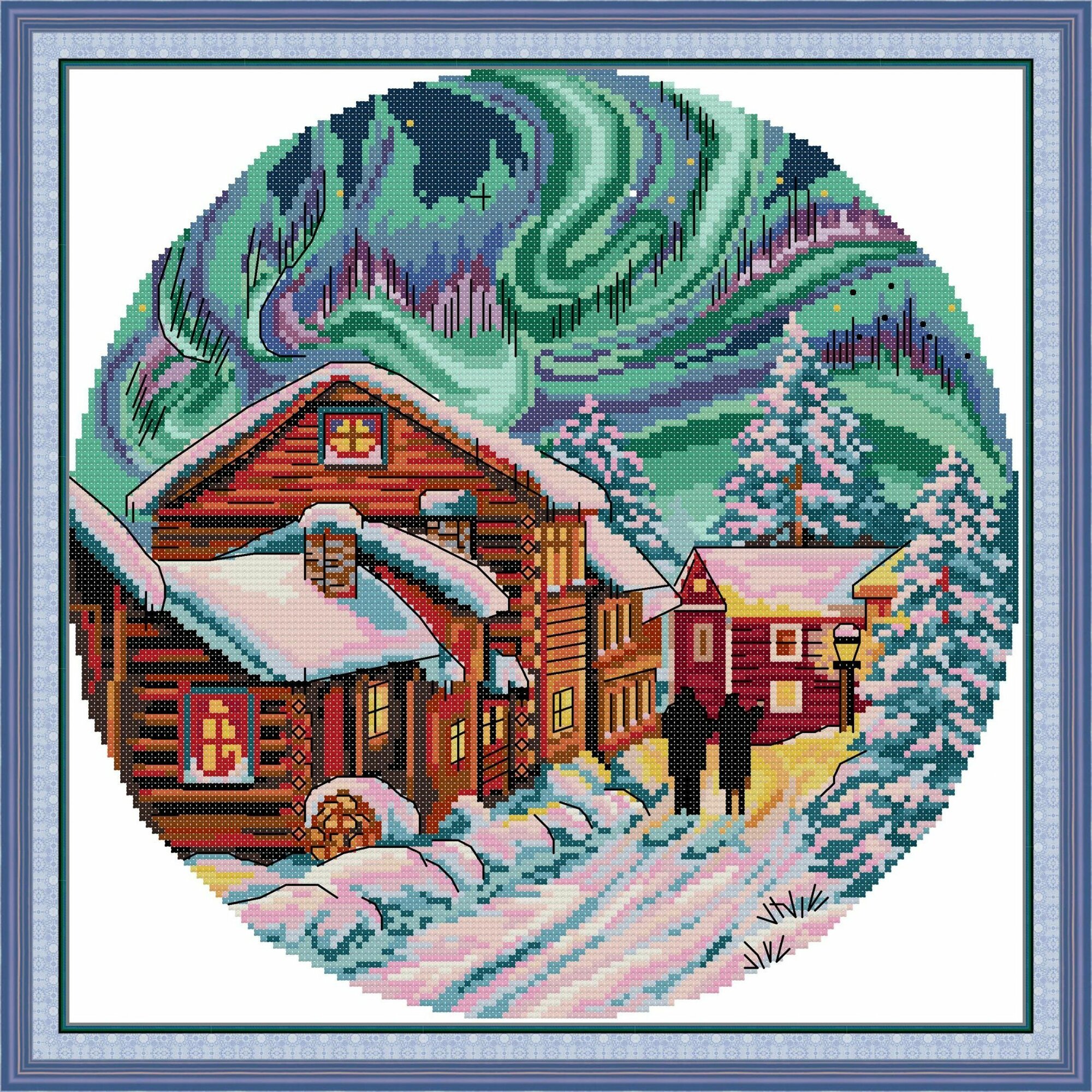 Эксклюзивный набор для вышивания NKF, сюжет Северное сияние 44 на 44 см