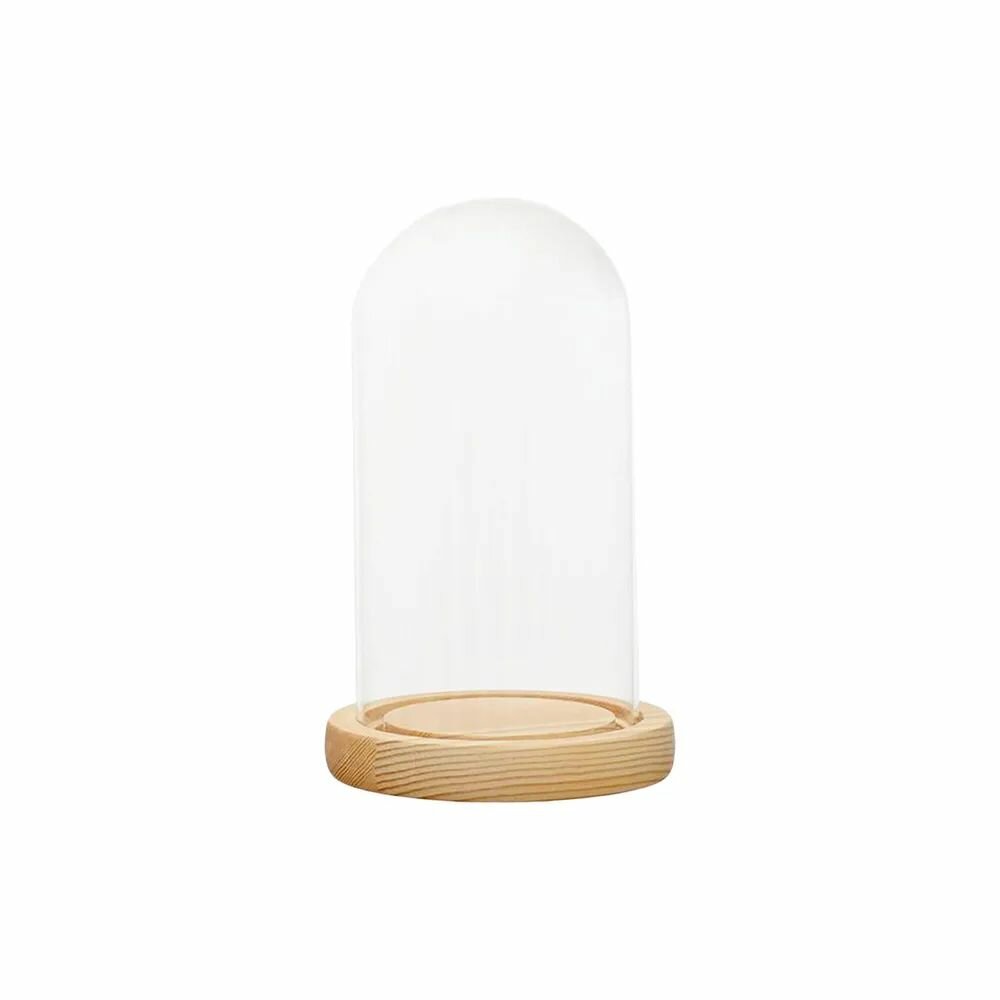 Стеклянный колпак с деревянной подставкой, прозрачный купол для декора, размер 7x12 см, защитный чехол для хранения