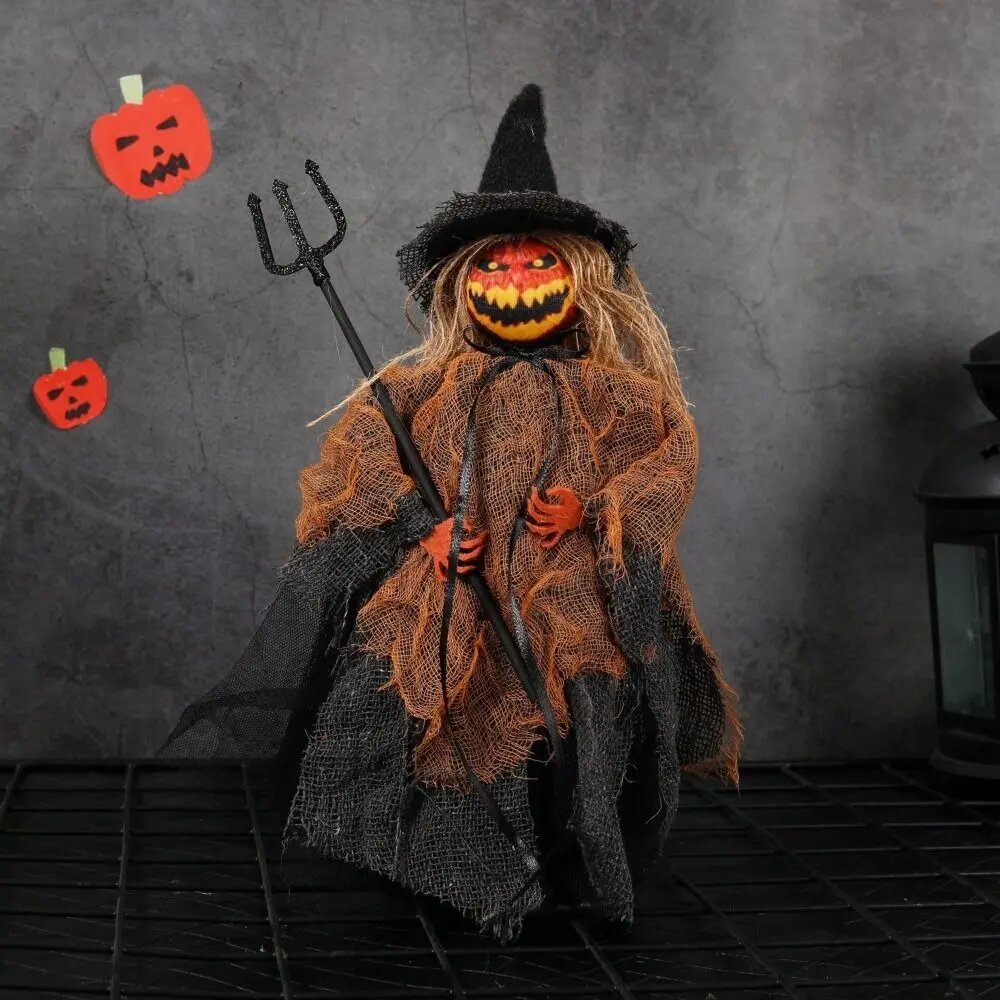 Хэллоуинская кукла ведьма с тыквой и вилами, Pumpkin ornaments