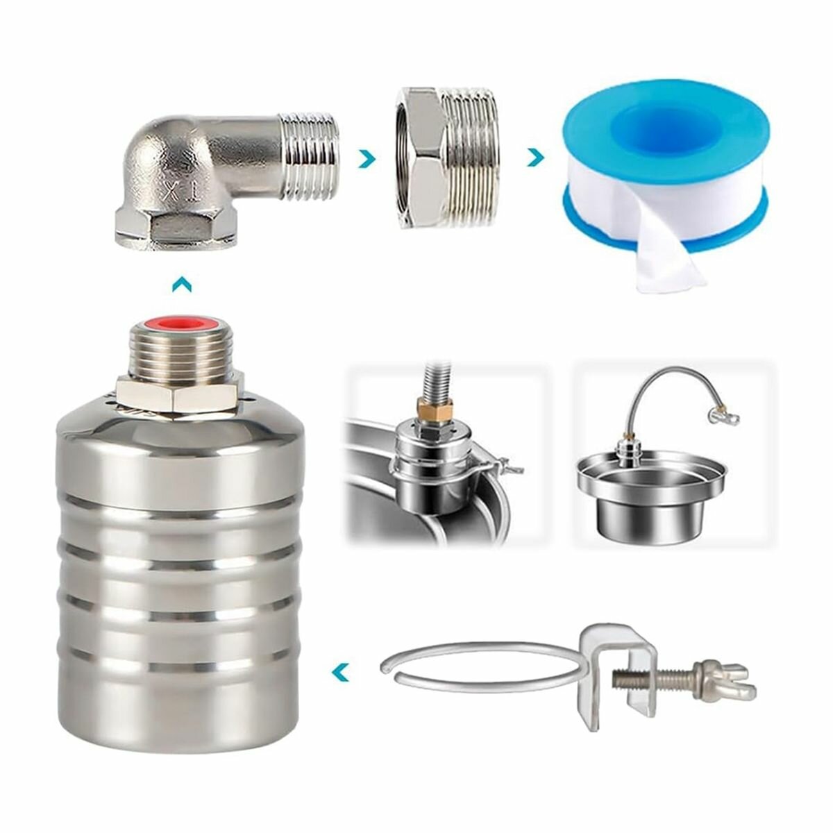 Поплавковый Клапан С Полностью Автоматическим Контролем Уровня Воды От 1/2 До 3/4 Дюйма