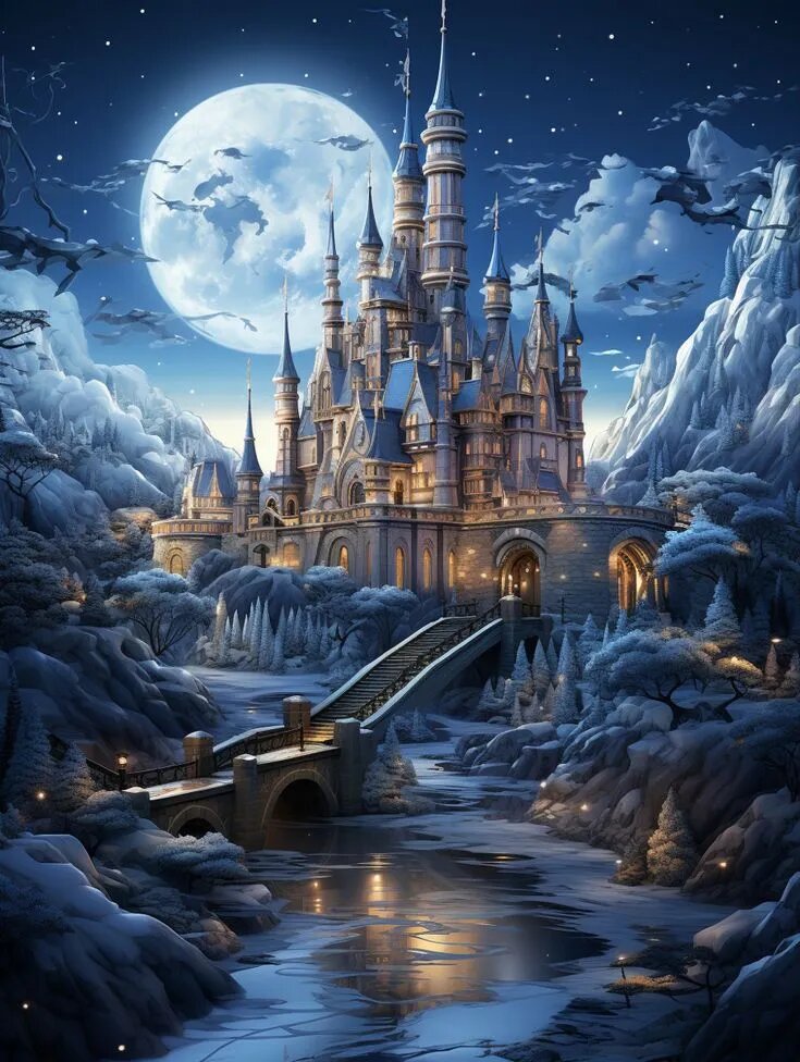 Алмазная Мозаика "Замок Гарри Поттера" 40х50 См Алмазная Вышивка / Картина Стразами Подарков / Украшения