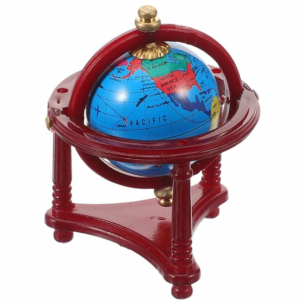 Миниатюрный Вращающийся Глобус, Из Дерева, Красный, 5.00X4.00X4.00 См, 1 Набор