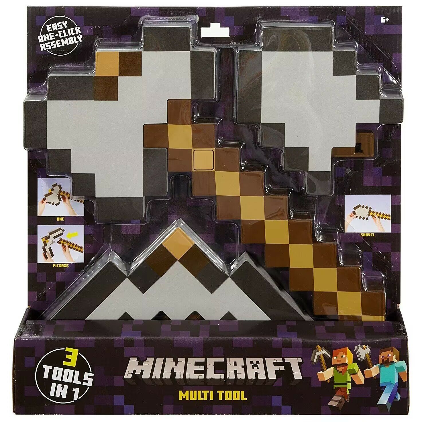 Официальный набор Minecraft с тройным функционалом: кирка, лопата, топор для строительства и добычи