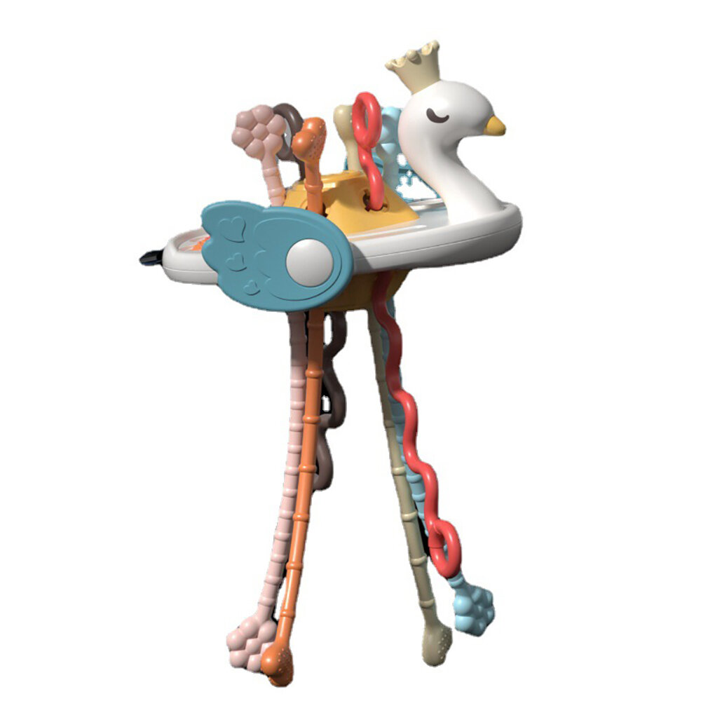 Игрушка на веревочке для малышей, игрушки Монтессори, сенсорные игрушки для малышей, пищевой силикон, форма лебедя, для путешествий, подарок на первый день рождения, для мальчиков, девочек и детей 1-3 лет, для раннего развития.