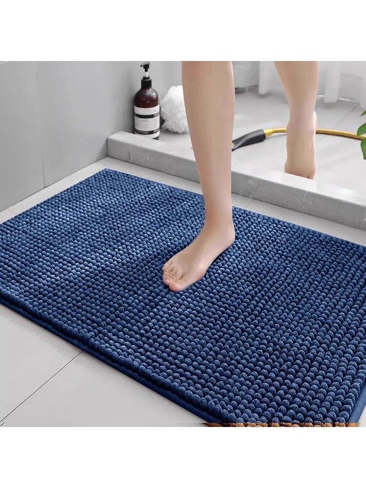 Коврик для ванной 40x60 см ночной синий антискользящий текстильный прямоугольный