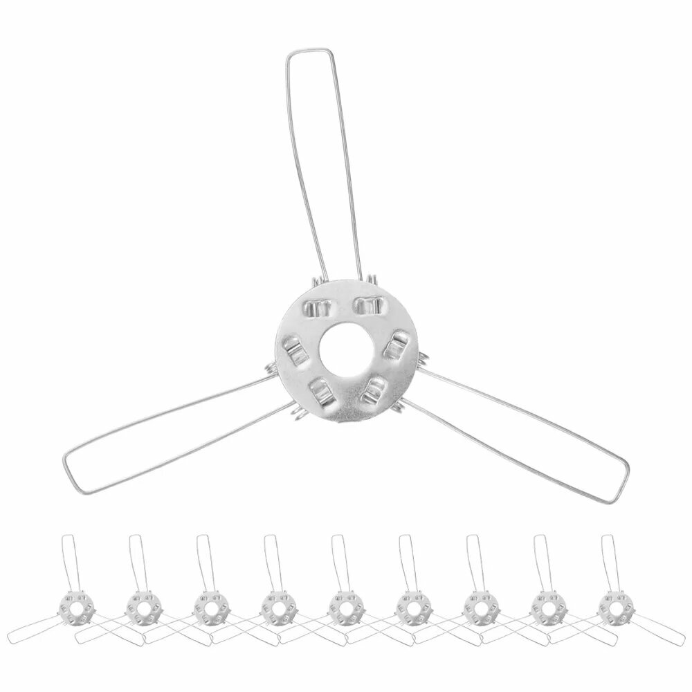 Крепление Для Абажура, Три Прутья, Серебряное, 12.00X12.00X0.50 См, Из Железа, 10 Комплектов