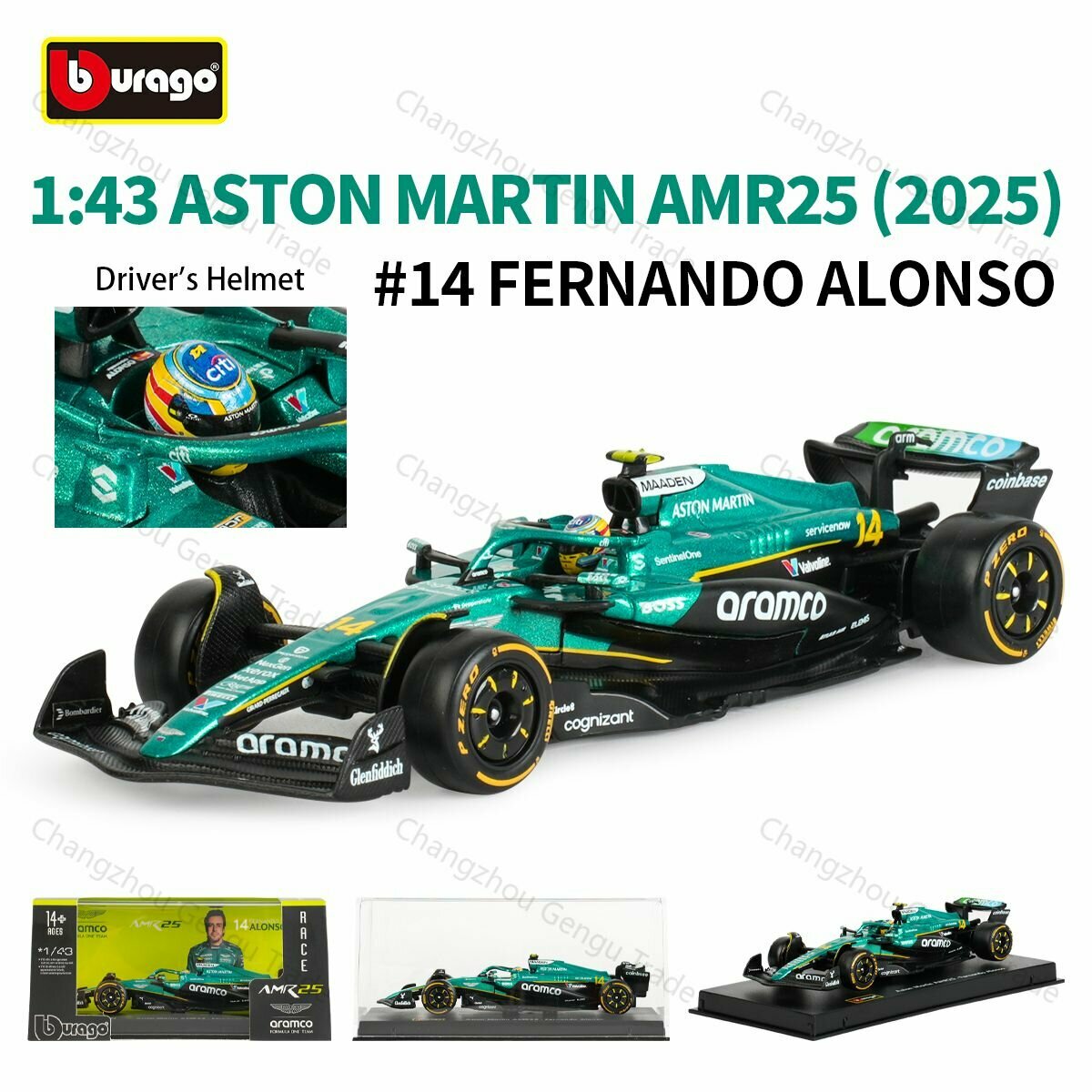Акриловая коробка 1:43 Гран-при Австралии 2025 года Aston Martin AMR25 Формульный болид Формулы-1, коллекционная модель гоночных игрушек, Литые под давлением автомобили