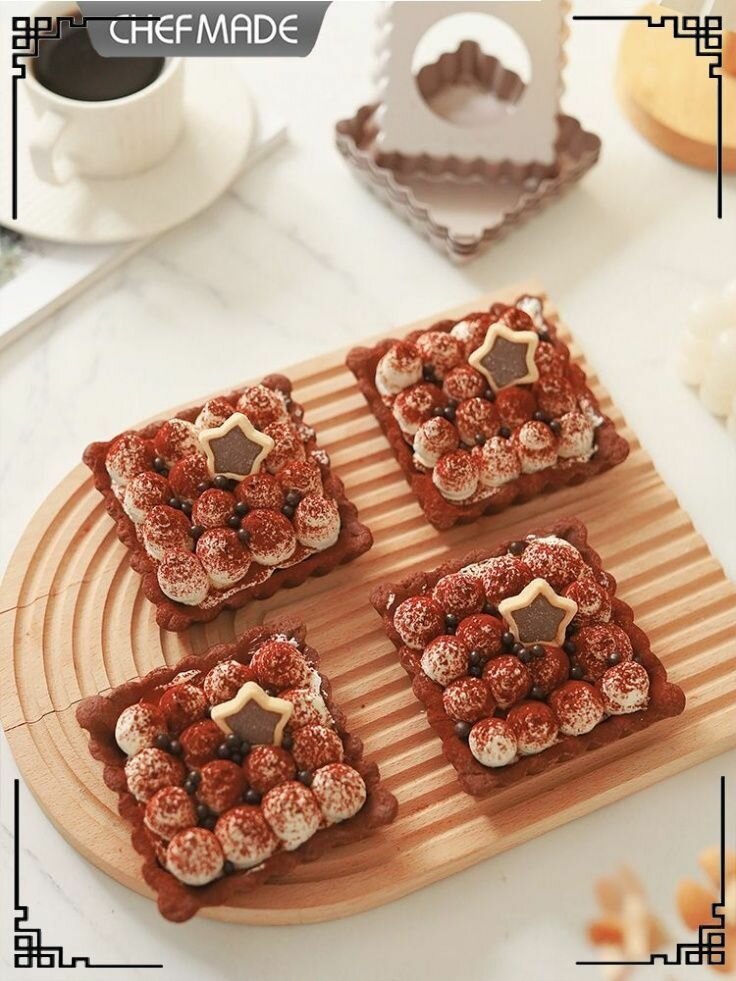 Форма для выпечки, Квадратная, 10.1 см x 10.1 см, 4 шт