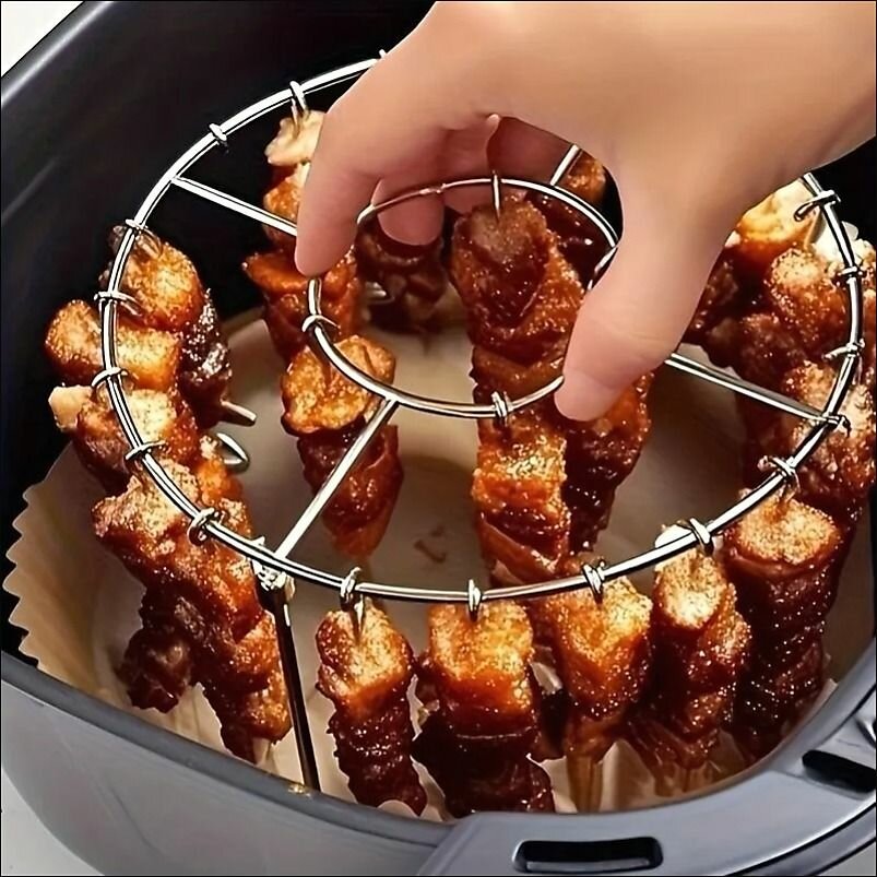 Круглая решетка для фритюрницы с 24 металлическими прутьями，Набор для фритюрницы • Аксессуары для воздушной фритюрницы