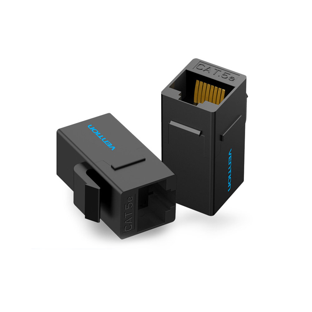 VENTION Сочленитель для сетевого кабеля Cat5 RJ45 Cat5e LAN соединитель золотистое покрытие Ethernet модульный черный 1 штука ABS материал 3.2*1.6*1.4cm 10g