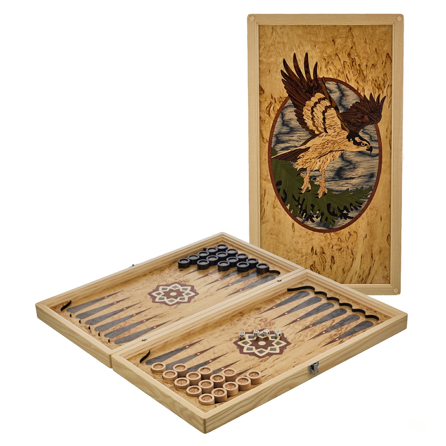 Нарды из карельской березы "Сокол" 50х27 см