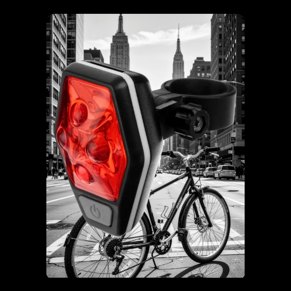 Фонарь задний RAYPAL RPL-2231, 80 lm, 2xAAA, LED: 4xSMD, 4 режима, красный для велосипеда