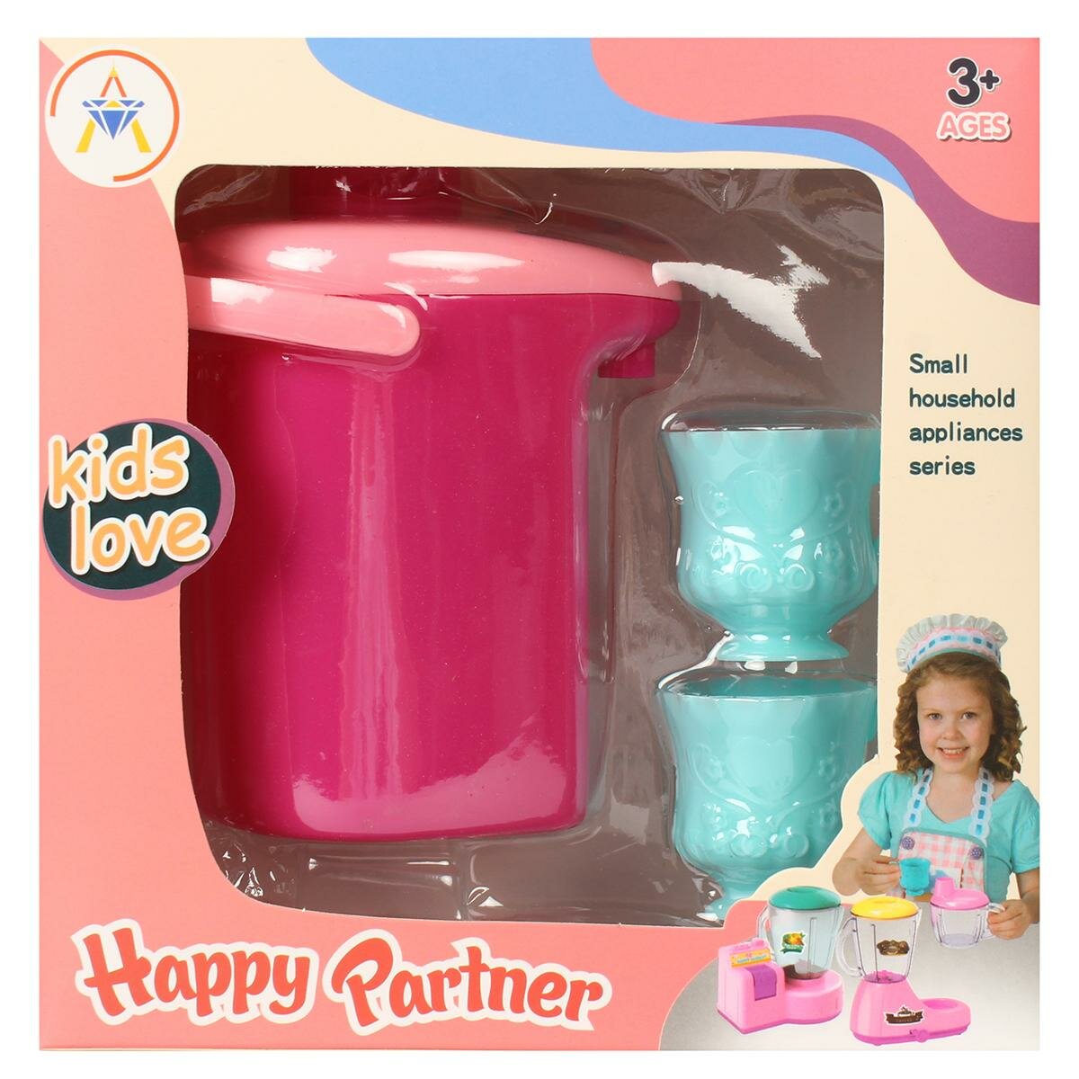Игрушечный чайник с кружками, розовый, для сюжетных игр, 18х9х18 см — фото 1