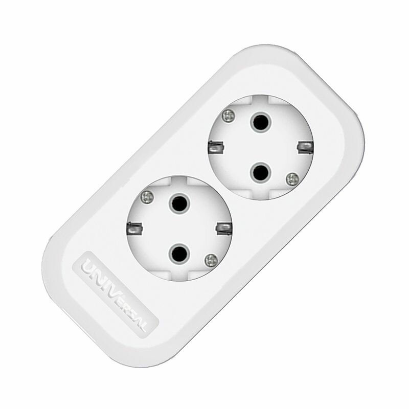 Колодка для удлинителя Universal 2 гнезда, с заземлением, ABS-пластик