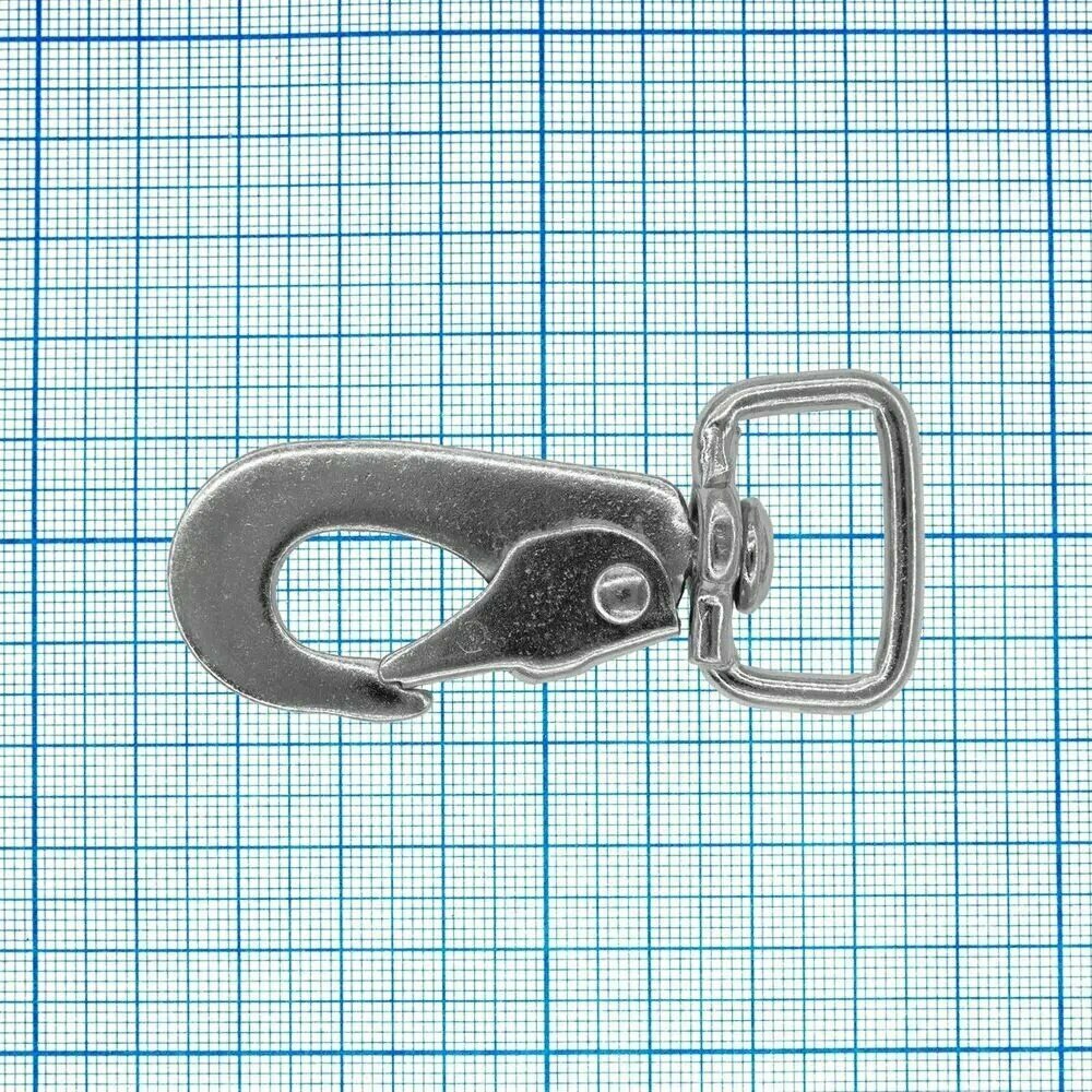 Карабин стальной с вертлюгом вырубной для поводка собаки средних и крупных пород, Zoo One, сталь, покрытие цинк, размер 25х75мм, 625S-1-ZP