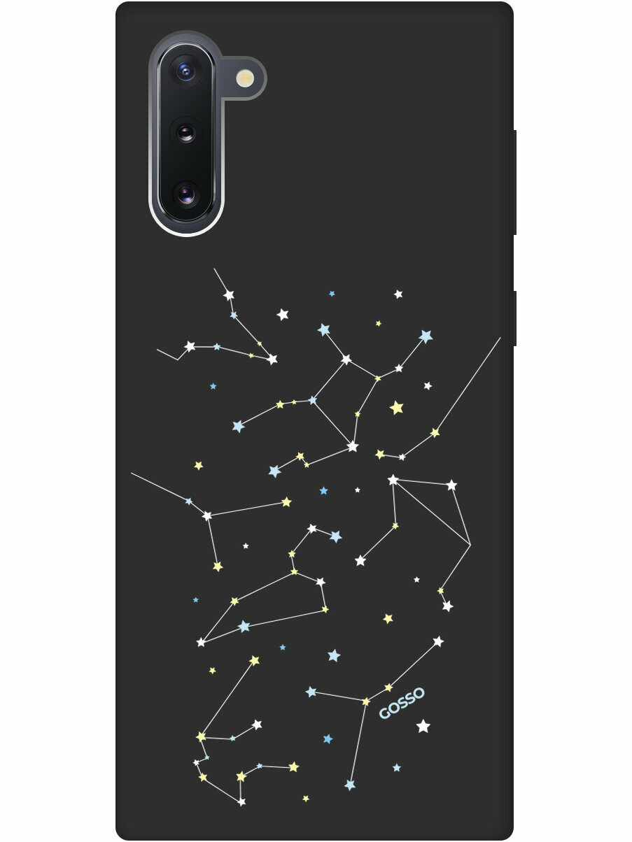 Ультратонкая защитная накладка Soft Touch для Samsung Galaxy Note 10 с принтом "Constellations" черная