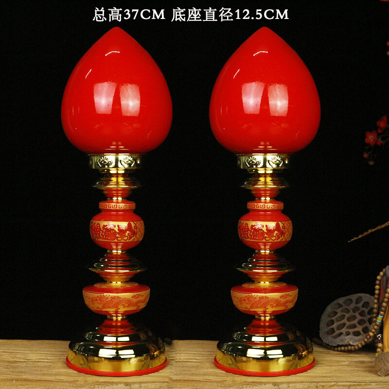 Светодиодный светильник удачи, электрический подсвечник из сплава и керамики, буддийская электрическая свеча, лампа с постоянным свечением, лампа Бога богатства, лампа для поклонения.
