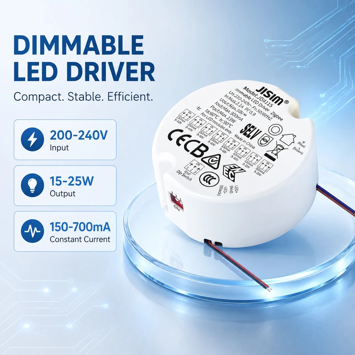 Ультратонкий трансформатор Tuya Zigbee Bluetooth 15W 25W для LED светильников — фото 1
