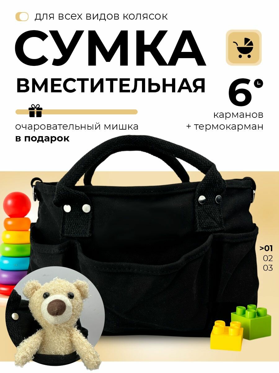 Сумка органайзер для детской коляски с термокарманом