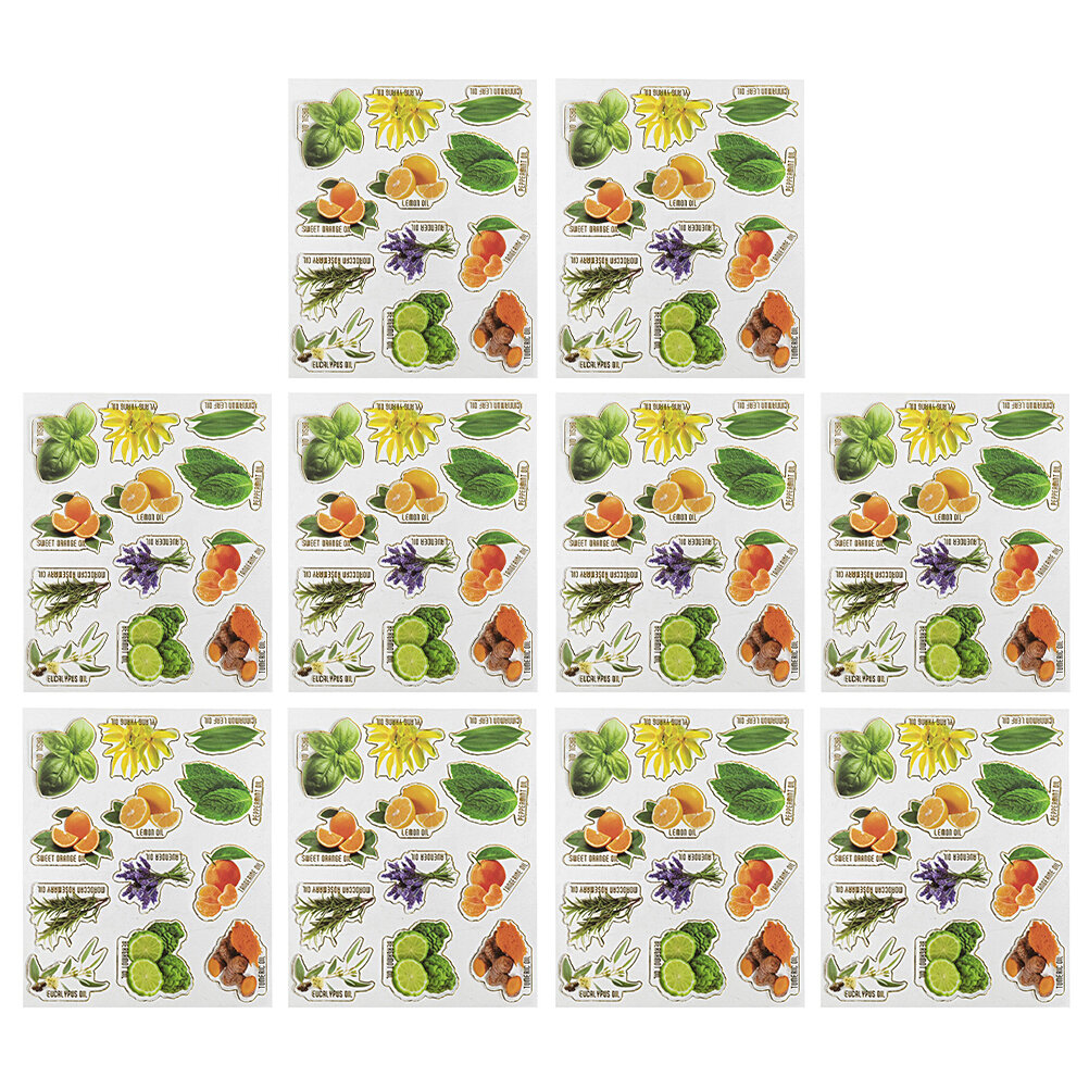 10 листов этикеток для бутылок с эфирными маслами, косметические самоклеящиеся наклейки, бирки