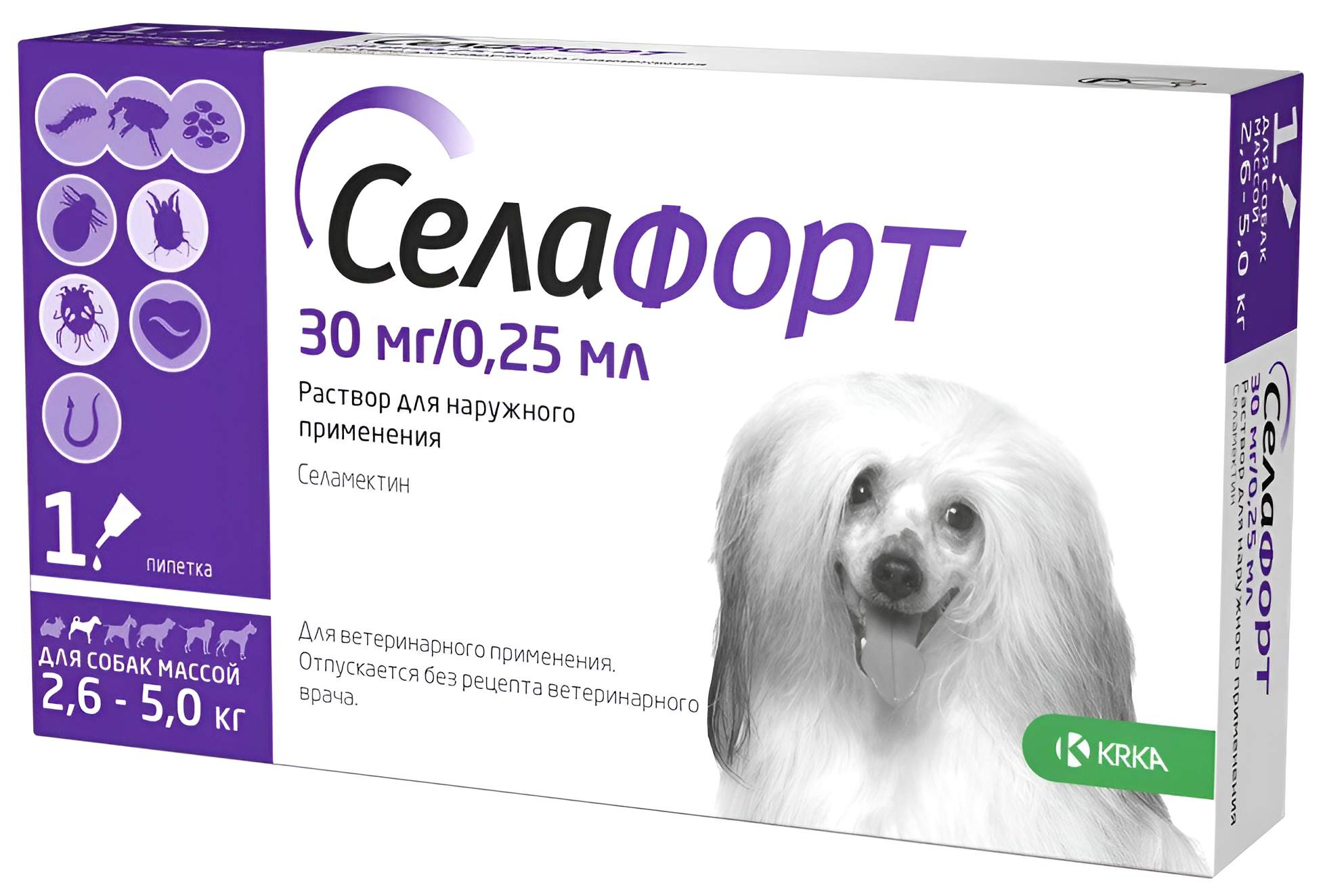 Селафорт Капли от блох, клещей, власоедов для собак от 2,6 до 5 кг 1 шт. в уп, 1 уп.