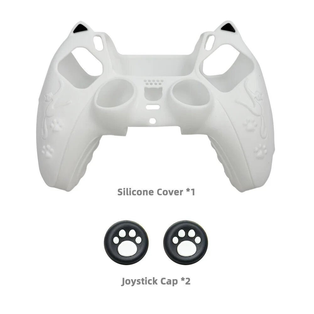 Силиконовый чехол для PS5 "Кошачья лапка", белый