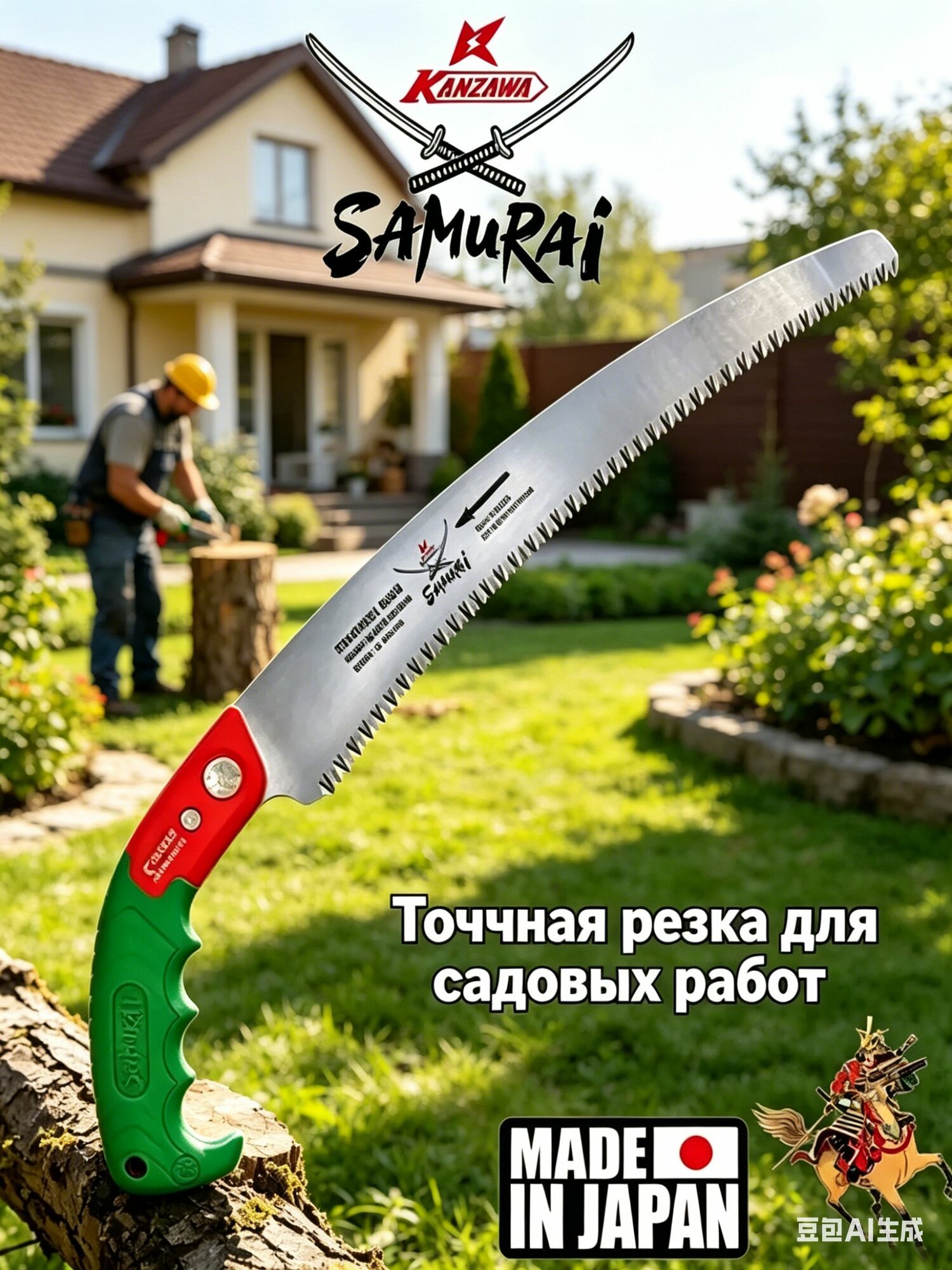 Пила-ножовка Samurai C-330-LH, для обрезки деревьев, с эргономичной ручкой, японская