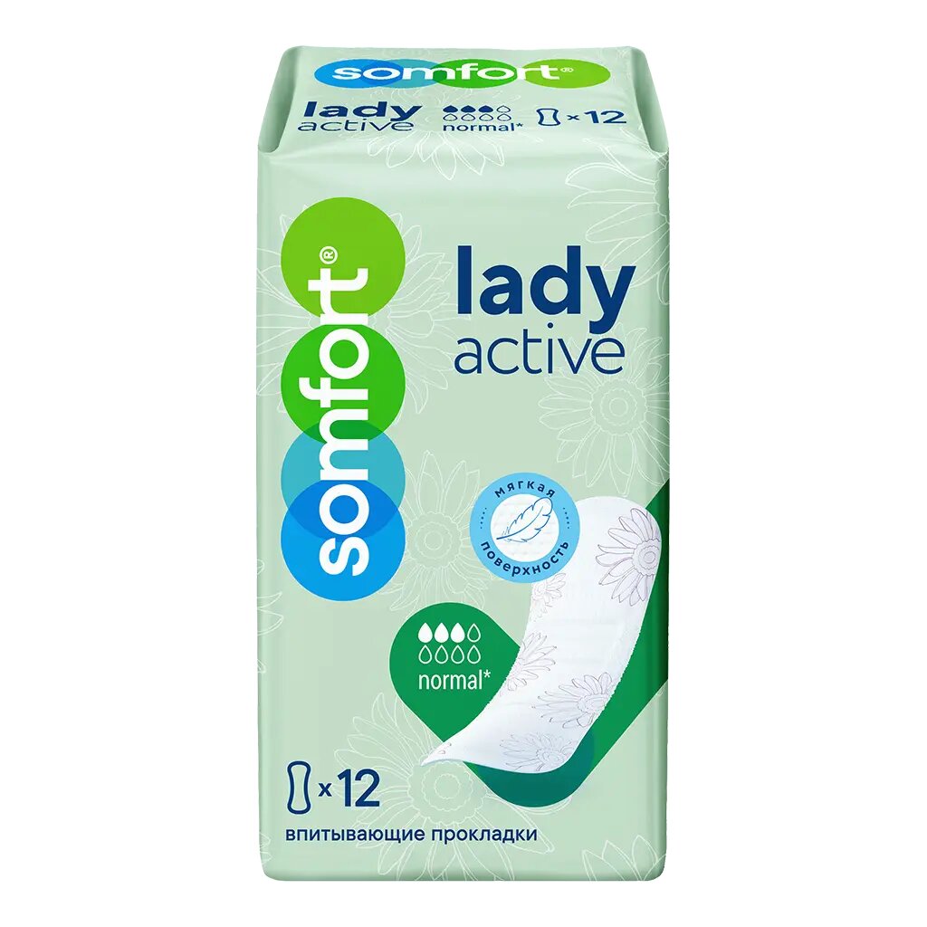 Somfort Lady Active Прокладки впитывающие Normal 12 шт