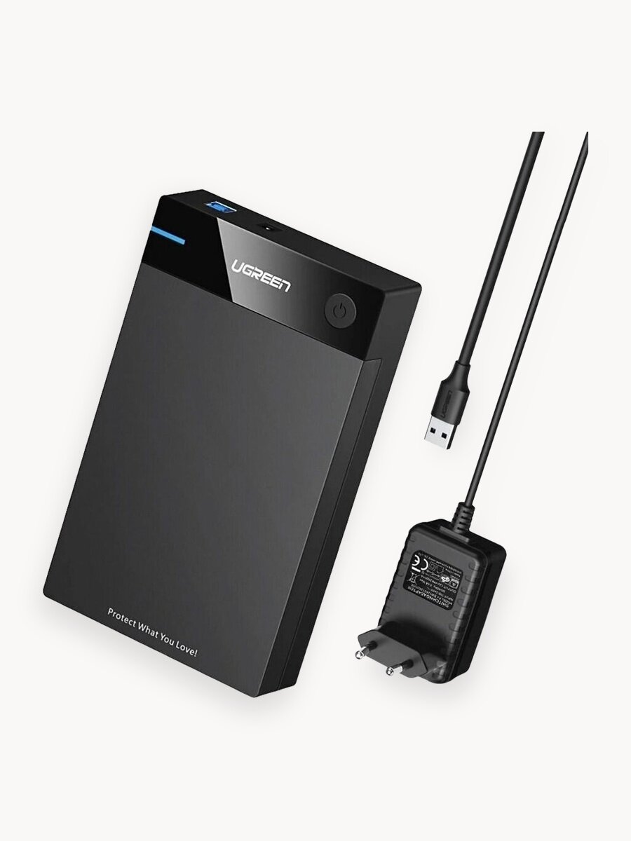Внешний корпус Ugreen для HDD и SSD диска 3.5"/2.5, USB 3.0, черный (50422)