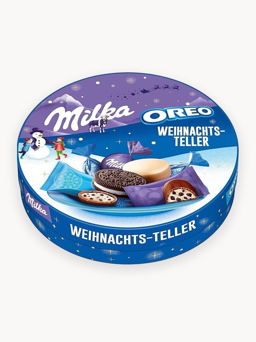 Новогодний подарочный набор конфет и шоколада Oreo&Milka Christmas Plate, 197г