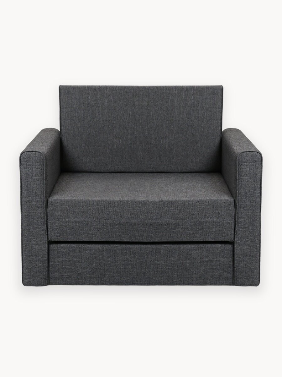 Кресло-кровать Виллио, механизм выкатной, рогожка, серый , на ножках, с подлокотниками