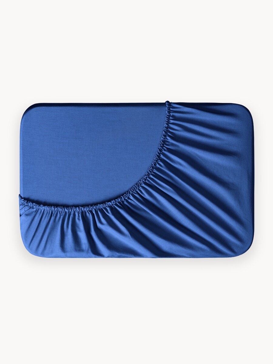 Простыня на резинке сатин Pragma Lunlo 180 х 200 см, ночной ультрамарин