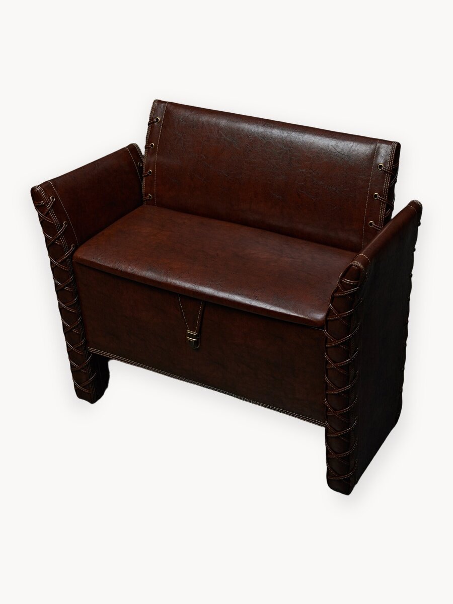 Пуфик в прихожую, банкетка в спальню, коридор, для туалетного столика, с ящиком для хранения и сиденьем, пуф со спинкой, Ева-1 77х40х68 см