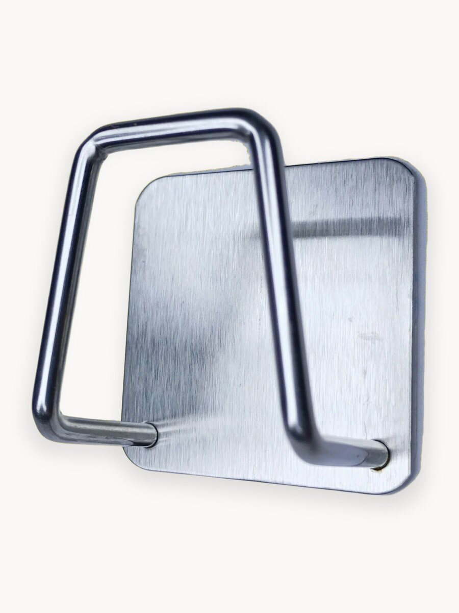 Держатель самоклеящийся для губки в раковину / Крючок металлический для кухни, ванной, цвет серебристый