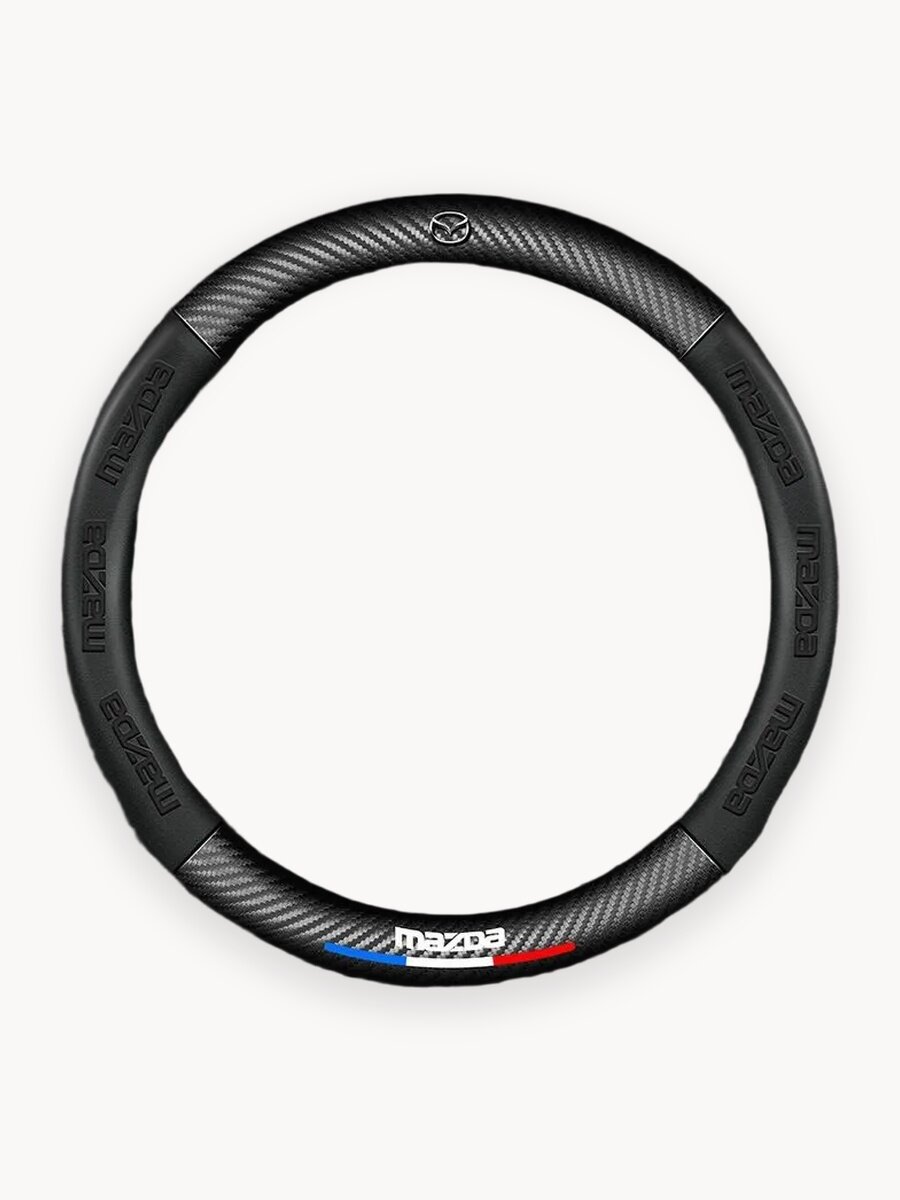 Спортивная оплетка-чехол на руль MyPads для автомобиля Mazda CX3, CX5, CX7, CX9, CX8 круглый - размер М диаметр 37-38 см