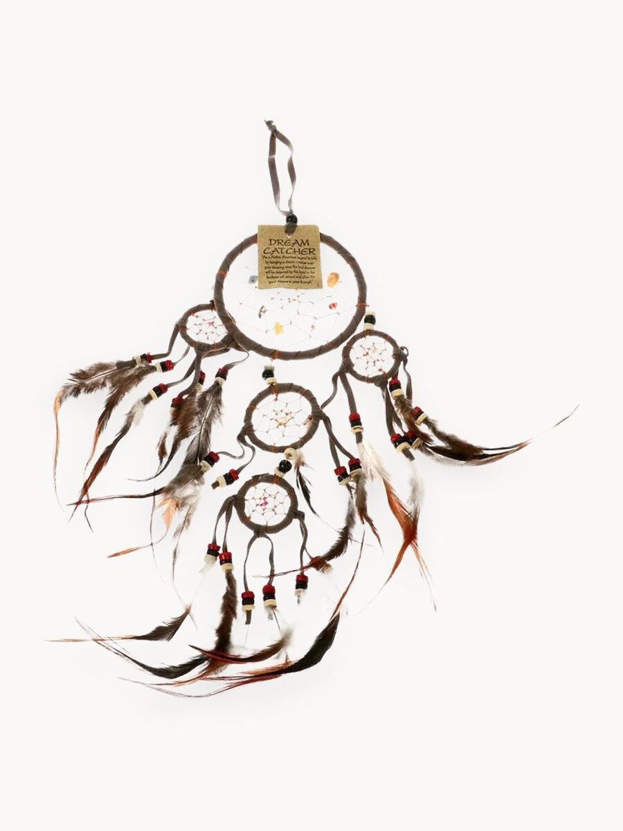 Ловец снов Сима-ленд "Пять серых колец", дерево, текстиль, 0,7x15x40 см