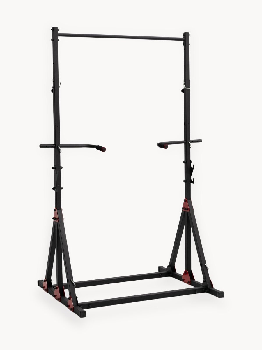 Турник напольный 3 в 1 брусья-пресс + Упоры под штангу, черный