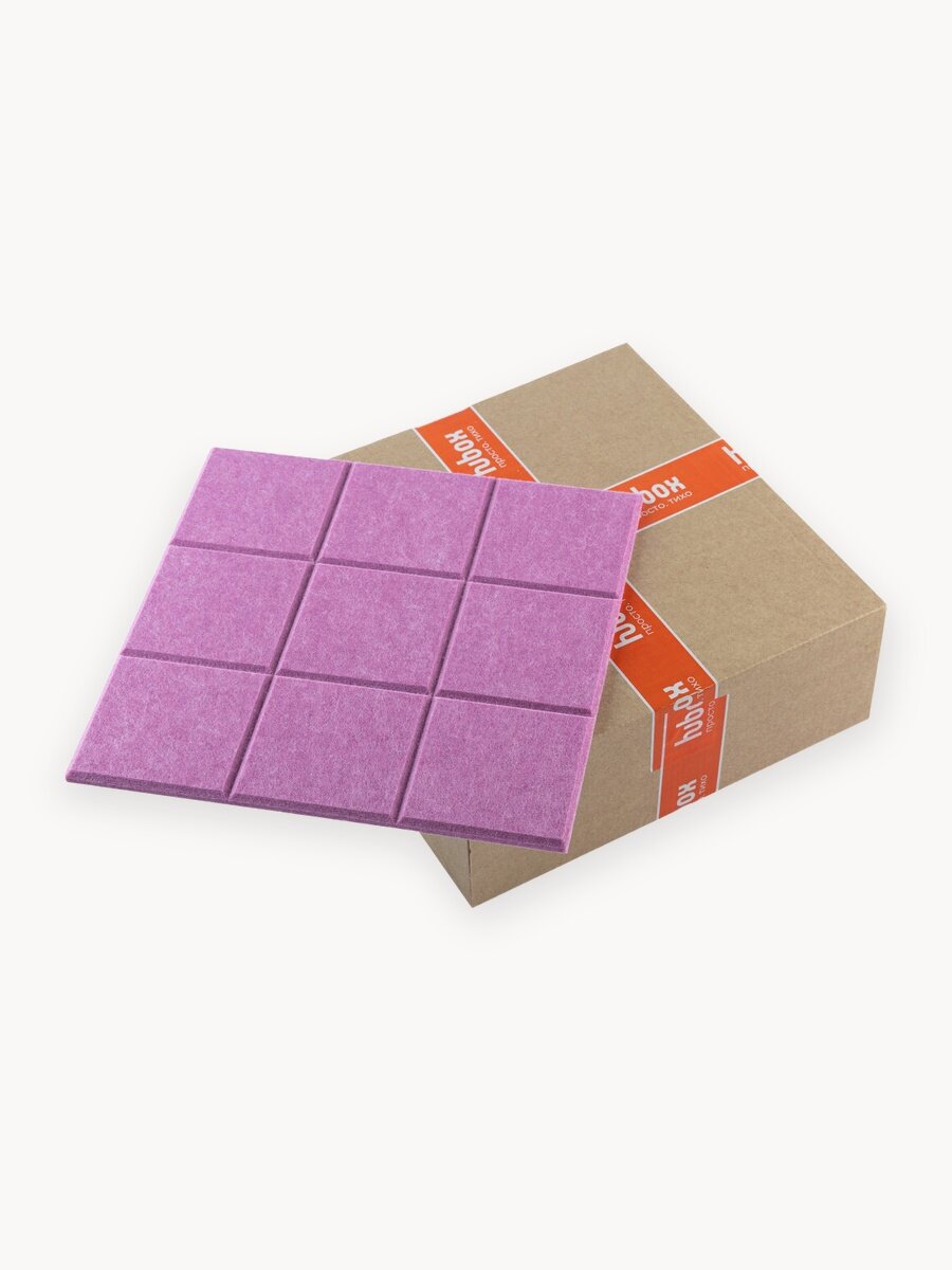 Панели самоклеющиеся для стен звукоизоляционные. Декоративные стеновые панели Hubox, 3 шт. Квадраты, сиреневый