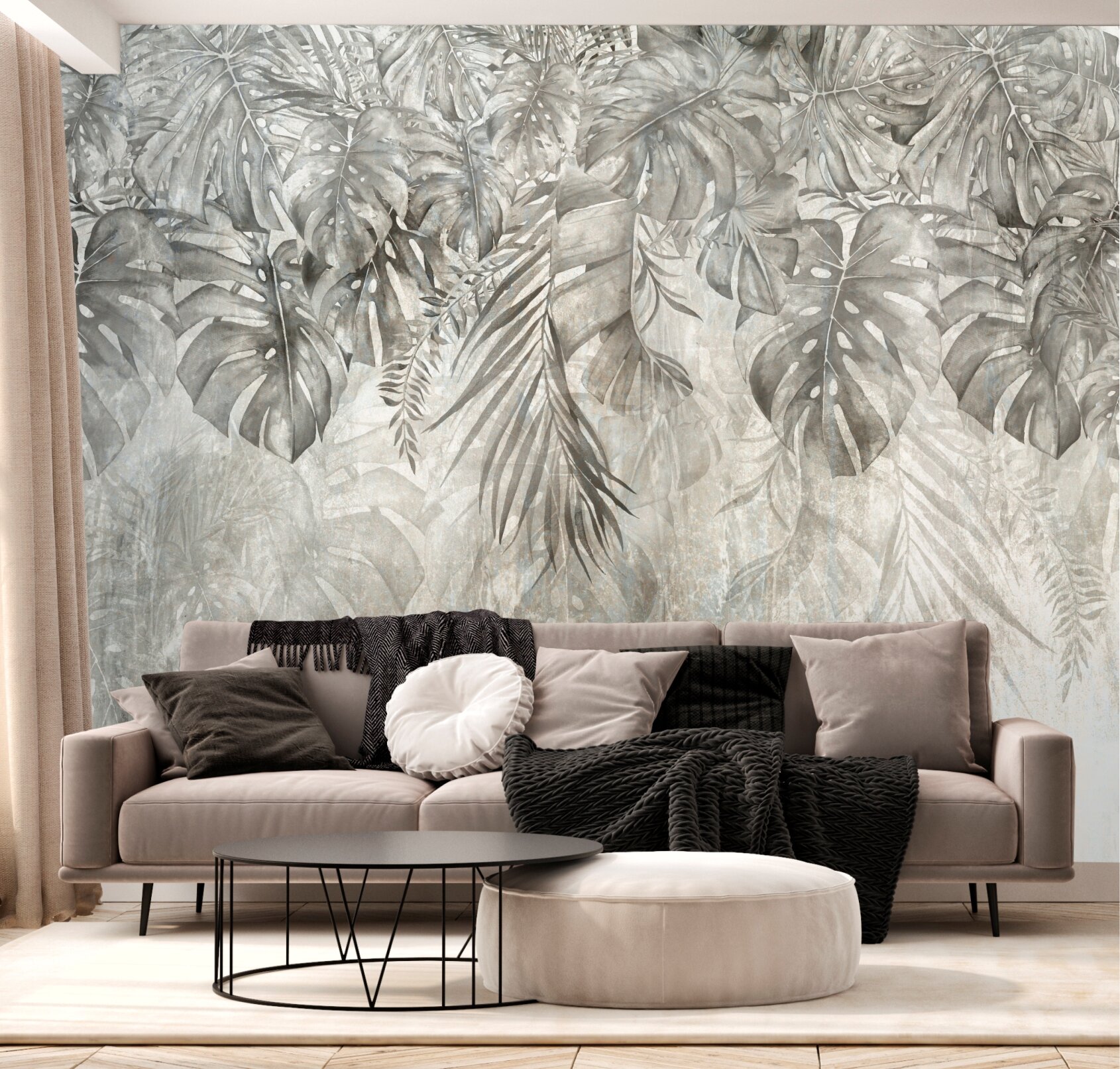 Фотообои "Листья монстеры" 300*260 см. /Фотообои для спальни, гостиной, кухни