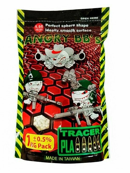Шарики трассирующие ANGRY BBs 0,28 зеленые, 1кг