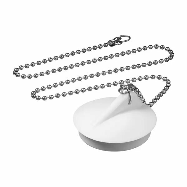 Пробка для ванны дтрд ø40 мм с цепочкой цвет белый